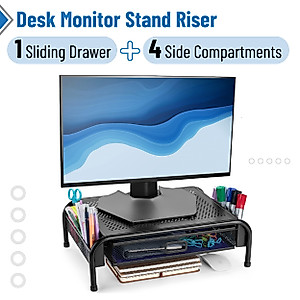 Mr. Pen- Metal Mesh Monitor Stand with Drawer, Computer Monitor Stand for Desk, Computer Stand for Desktop Monitor, Monitor Stand with Storage, Monitor Riser with Storage, Desktop Monitor Stand