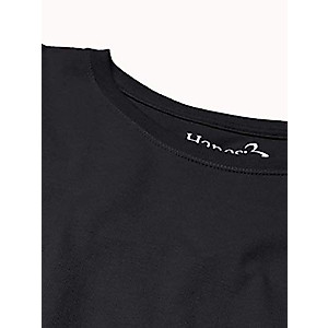 Hanes Women's Originals Long Sleeve Cotton T-Shirt, Lightweight Crewneck Tee, Modern Fit, Ebony, Small