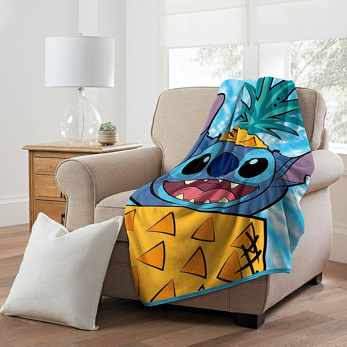 Northwest Lilo and Stitch Micro Raschel Throw Blanket, 46" x 60", Pineapple Surprise