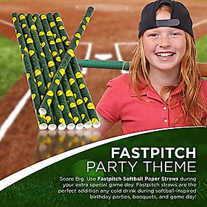 Softball Drinking Straws (16 pack) Girl's Fastpitch Softball Extra Innings Party Collection by Havercamp
