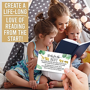 25 Book Request Baby Shower Guest Book Alternative - Safari Baby Shower Invitation Inserts, Books For Baby Shower Request Cards, Bring A Book Instead Of A Card, Baby Shower Book Request