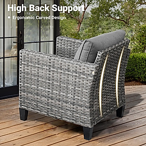 ovios Patio Furniture Set 5-Pieces Outdoor Wicker Sofa Couch with Comfortable Cushions Rattan Conversation Set for Backyard Deck Porch, Dark Grey