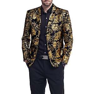 Men's luxury Casual Dress Suit Slim Fit Stylish Blazer Golden X-Large