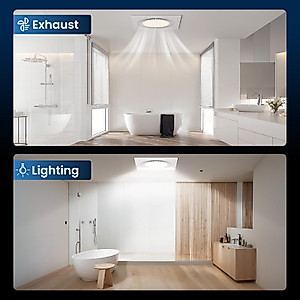 Hon&Guan Bathroom Exhaust Fan with Light, Quiet Square Bathroom Vent Fan with Adjustable LED Light 3000K/4500K/6500K, 110 CFM, 1.0 Sones, Bathroom Fan with Light for Home Bath Hotel