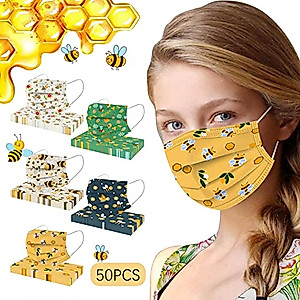 SHENQI 50 Packs Spring Disposable Face Masks Adult with Patterned Designs 50 Count (Pack of 1) face cover 0