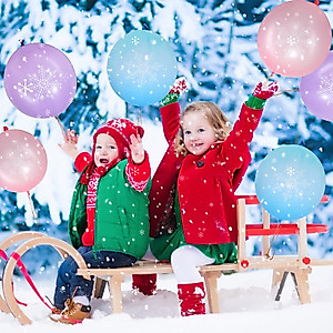 36 Pcs 18 Inch Snowflake Punch Balloons Winter Theme Punching Balloon Kids Party Favors Carnival Prizes Bounce Balloons with Rubber Band Handle for Birthday Party Daily Game School (Blue Pink Purple)