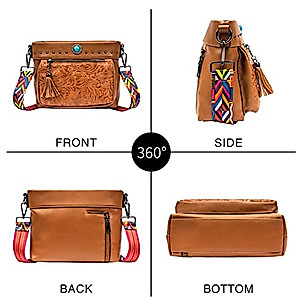 CELELA Women's Crossbody Handbags Ladies Shoulder Bag Small Hobo Purse Cross-body with Guitar Straps Replacement Western (Brown)