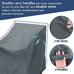 2 Pack Patio Rocking Chair Cover 27.5" L x 32.5" D x 39" H 420D Waterproof Oxford Fabric Production Outdoor Furniture Rocking Chair Covers - Grey