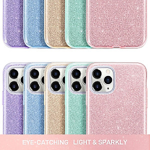 MILPROX Case Compatible for iPhone 11 Pro, Bling Sparkly Glitter Luxury Shiny Spark Shell, Protective 3 Layer Hybrid Anti-Slick Slim Soft Cover for iPhone 11 Pro 5.8 inch (2019) -Gold