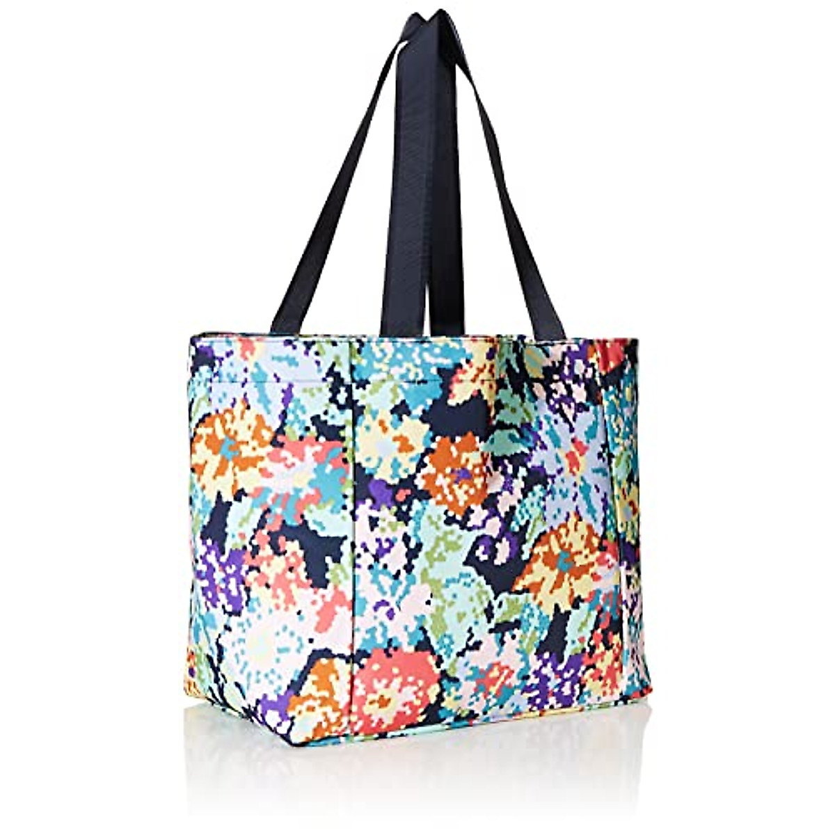 Vera Bradley Women's Recycled Lighten Up Reactive Drawstring Family Tote Bag, Happy Blooms Cross-Stitch, One Size