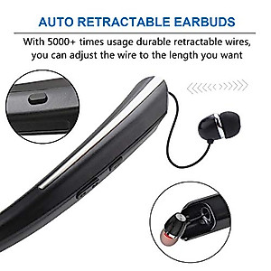Retractable Bluetooth Headphones Neckband, Wireless Headsets Stereo Earbuds Earphone Noise Canceling with Mic Compatible with iPhone,Samsung,Android,iPad,PC