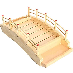BOLLAER Arch Bridge Sushi Boat, Sushi Tray Sushi Bridge Arched Bottom Sushi Sashimi Container Wooden Arched Bridge Sushi Plate Serving Boat Plate for Restaurant or Home