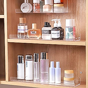 jomgeroz Acrylic Bathroom Shelves Wall Mounted Shower Shelve No Drilling Adhesive Thick Clear Storage & Display Shelves Bathroom Small Wall Shelf with Hooks