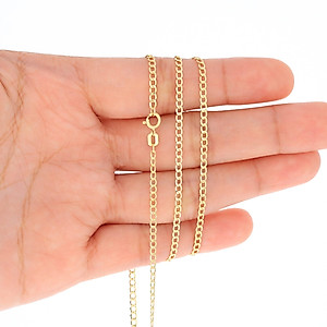 Nuragold 10k Yellow Gold 2mm Cuban Curb Link Chain Pendant Necklace, Womens Mens Jewelry 16" 18" 20" 22" 24" 26"