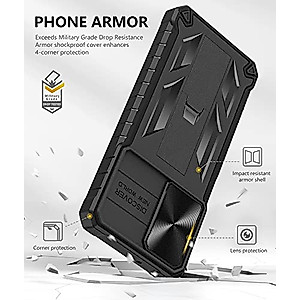 Case Designed for Samsung Galaxy A13-5G: Rugged Protective A13 4G Cell Phone Cover with Built in Kickstand & Slide - TPU Shockproof Bumper Textured Matte Case Military-Grade Drop Protection - Black