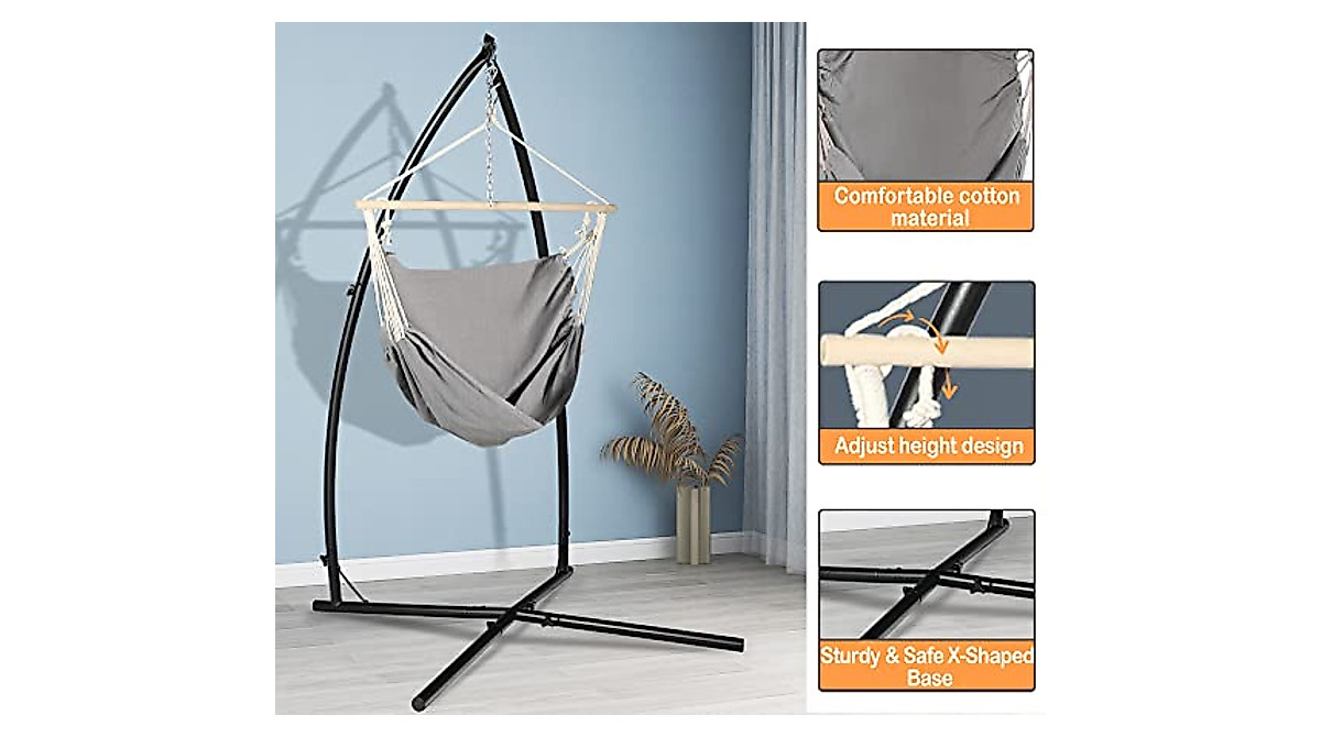 LAZZO Hanging Lounge Chair with Stand - Indoor & Outdoor Swing Seat