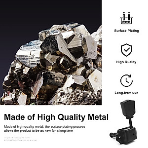 MAXCHEER 3R3L Vintage Guitar Deluxe String Tuning Pegs Machine Heads Greenish Button for Epiphone Les Paul Style Guitar Replacement (Black)