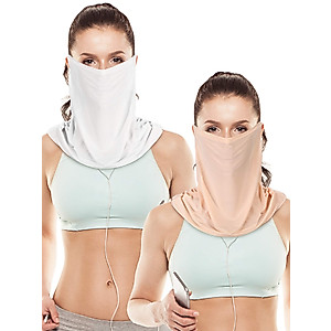 2 Pieces Unisex Sun Protective Face Bandana Women UV Protection Face Scarf for Summer Outdoor Activities (White, Skin Color)