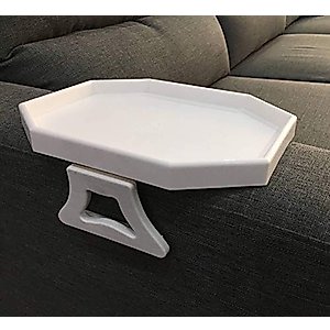 Xchouxer Sofa Arm Clip Table, Armrest Tray Table, Drinks/Remote Control/Snacks Holder (White , 2.5D x 9W x 4.5H in