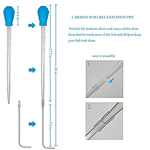 AREPK Aquarium Coral Feeder Fish Feeder Waste Clean Tool Manual Cleaner Water Changer Fish Tank Cleaning Tool Siphon Dropper Waste Remover Aquatic Bottom Feeder Pipette (25IN)