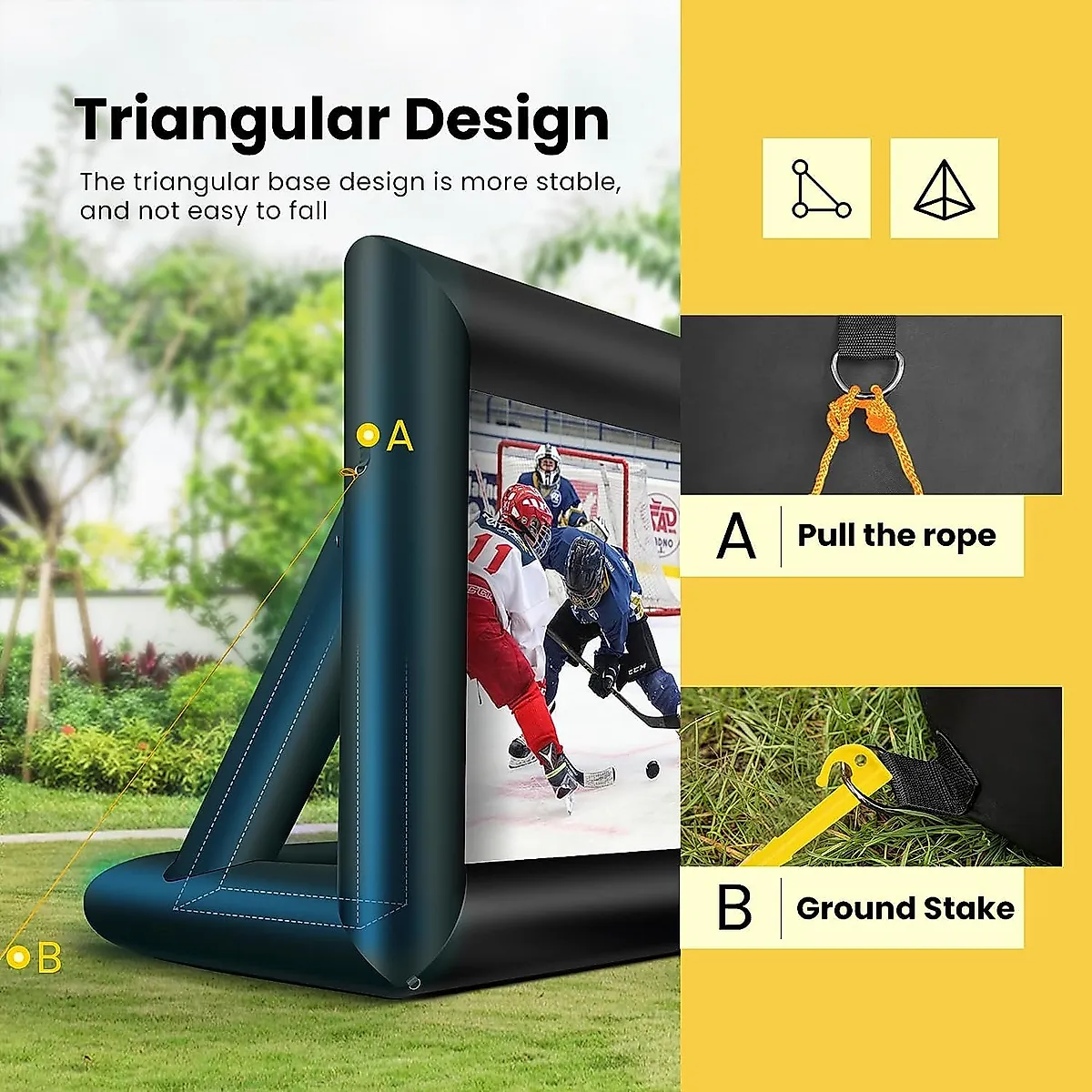 VIVOHOME 20 FT Inflatable Projector Screen for Outside, Blow Up Movie Screen Outdoor Use, Mega Large TV Screen with Carry Bag for Backyard, Triangular Back Support