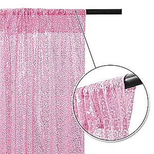 BEDDEB Pink Sequin Backdrop Curtain, 2PCS 2FTx8FT Glitter Backdrop Curtain for Christmas, Birthday, Wedding, Party Decoration