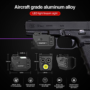 SOLOFISH 500 Lumens Pistol Light with Purple Green Laser Sight and Strobe Tactical Flashlight Combo, Rechargeable Weapon Light and Beams for Guns/Handguns W/a Rail