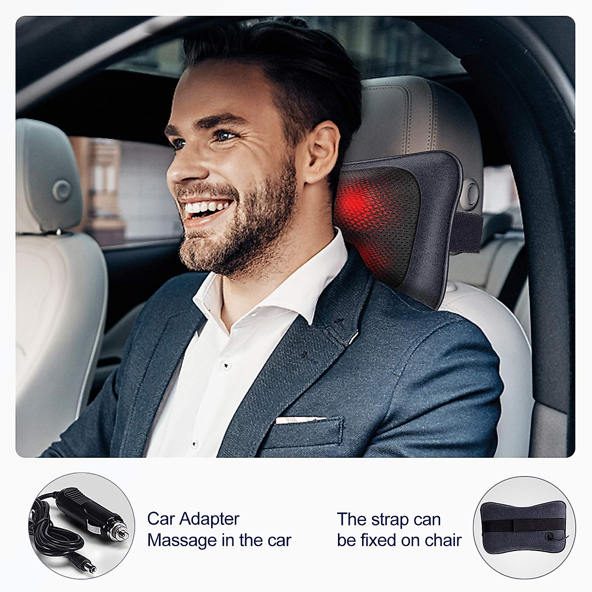 Mo Cuishle Electric Shiatsu Back Massager with Heat - Powerful 3D Kneading for Neck, Shoulder, Lower Back Pain Relief - Ergonomic Design for Home, Office, & Car - Gifts for Women, Men, Mom & Dad