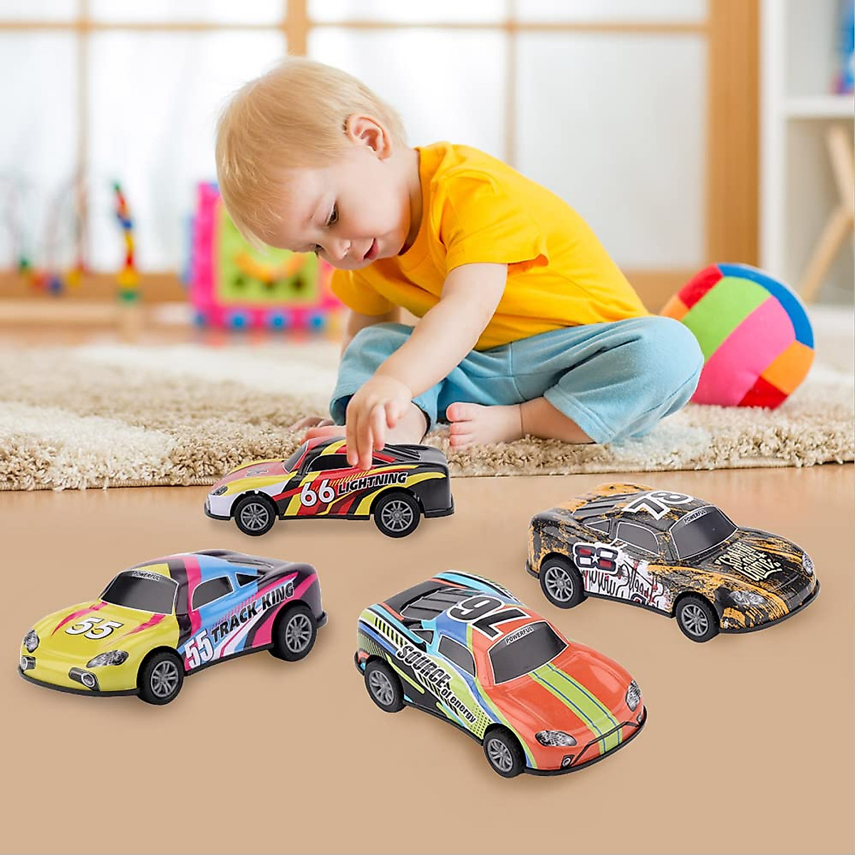 H 4.2 inch Pull Back Cars Toys Set, Friction Power Alloy Casting car Mini Race car, Suitable for Toddler 3 4 5 6 Year Old Kids Toy 6 Piece Set, Boys and Girls Christmas Birthday Party Gifts