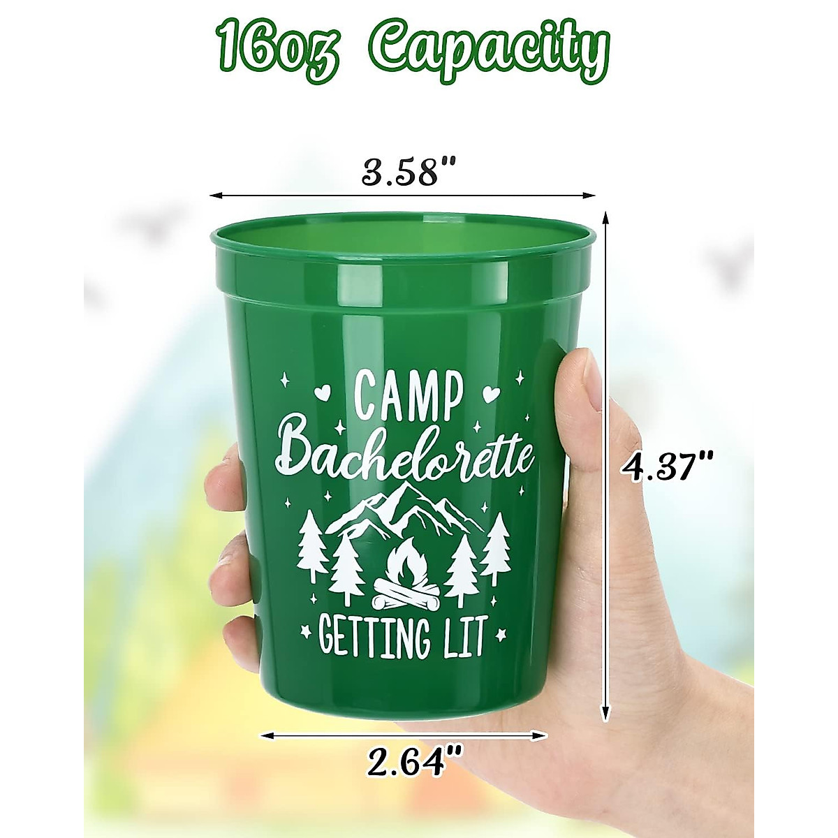 Nefelibata Camp Bachelorette Party Plastic Cups 12PCS Camping Stadium Cups Getting Hitched Bridal Shower Party Favors Decorations Reusable Party Cups Supplies 16OZ