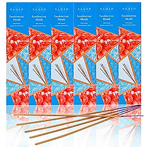 NAQSH Handmade 6X20 Incense Pack -120 Sticks, 100% Natural Hand Rolled 125gm Stick with Free Wooden Holder for Long Lasting Aroma, Sensual Therapy & Meditation, Home Cleansing (Frankincense Myrrh)