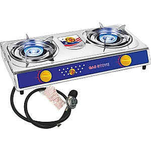 Vivicreate Camping 20000 BTU 2 burner stainless steel panel auto ignition Propane Gas Outdoor Garden Fishing Hiking Camp Restaurant Stove Burner