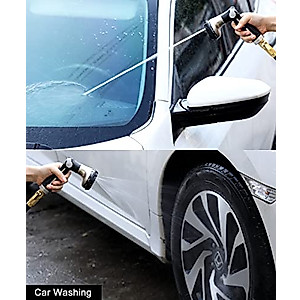 ESOW Garden Hose Nozzle 100% Heavy Duty Metal, Water Hose Sprayer with 8 Watering Patterns, Thumb Control On Off Valve, High Pressure Nozzle Sprayer for Watering Plants, Car and Pet Washing, Black