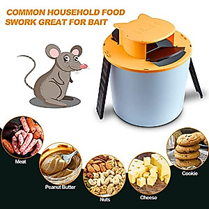 Wiok Mouse Trap - Flip and Slide Rat Trap,Double Door&Slope Reusable Traps Automatically Resets,Humane or Lethal Trap, Outdoor Use Compatible with 5 Gallon Bucket,Cat Style Multi Catch Mice Yellow