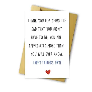 Simple Step Fathers Day Card Gift for Dad, Funny Stepdad Gifts from Stepdaughter Stepson, Humorous Card for Stepfather, Thank You Appreciation Card for Step Dad