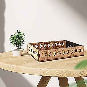 Likense Ramadan Serving Tray, Wooden Eid Ramadan Mubarak Serving Tray Eid Moon Star Shape Pastry Tray Wood Dessert Plate Table Decoration for DIY Home Dessert Cupcake Rustic Biscuit Snack