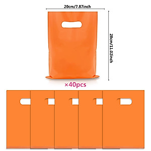 40PCS Orange Plastic Gift Bags Candy Bags Die Cut Plastic Bags are Sturdy Party Assorted Plastic Bag Gift Bag