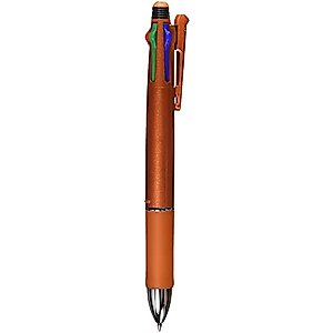 ZEBRA Clip-On 1000, 4 Color 0.7 mm Ballpoint Multi Pen 0.5 mm Pencil, Orange Body (B4SA2-OR)