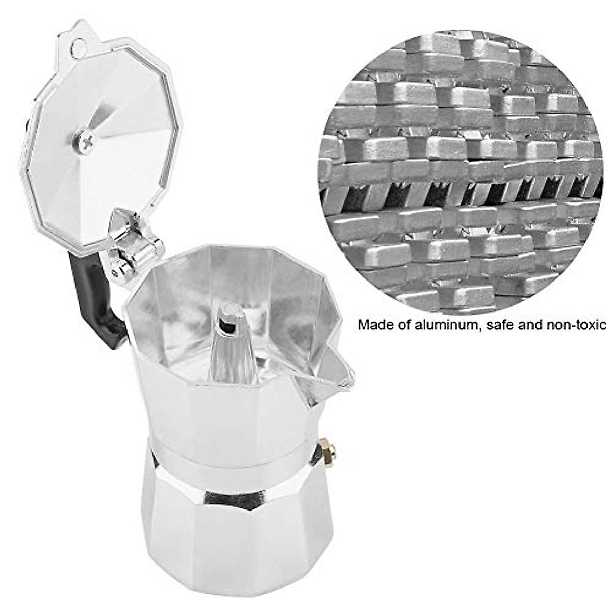 30mL 1 Cup Aluminum Italian Type Moka Pot Espresso Coffee Maker Stove Home Office Use on Gas or Electric Stove