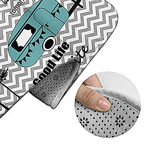 WONDERTIFY Camper Rv Bathroom Antiskid Pad Trailer Travel Tree Chevron Zig-Zag Stripes Camping Happy Camp 3 Pieces Bathroom Rugs Set, Bath Mat+Contour+Toilet Lid Cover