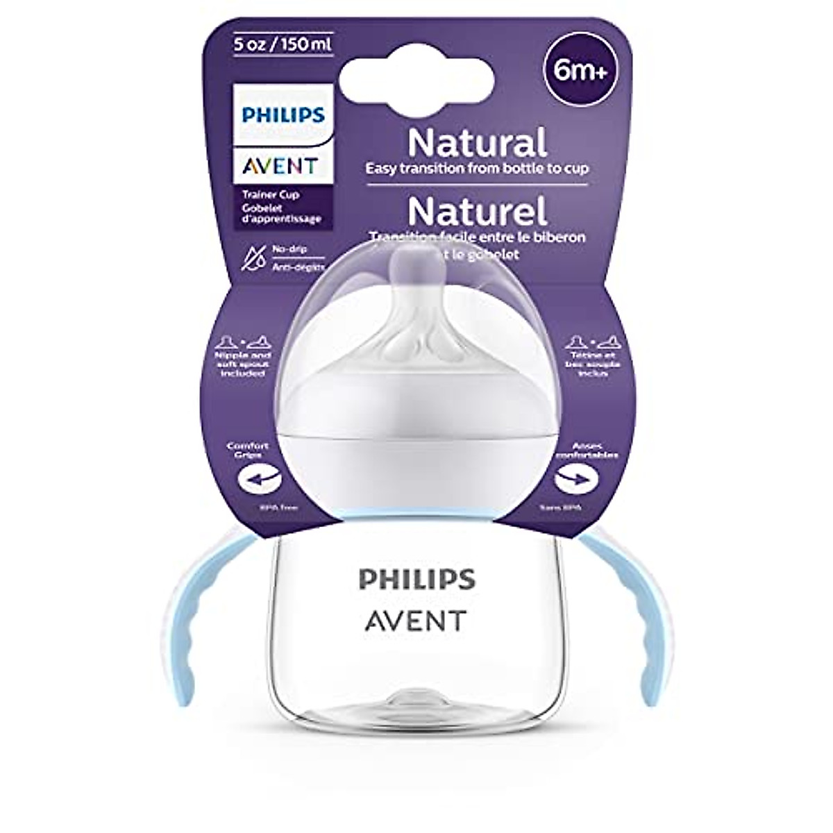 Philips Avent Natural Trainer Sippy Cup with Natural Response Nipple and Soft Spout, 5oz, 1pk, SCF263/01