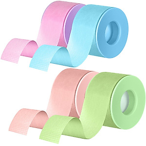 Nuanchu 4 Rolls Lash Tape for Eyelash Extensions Breathable Eyelash Tape for Extensions Adhesive Microporous Lash Extension Tape for Extension Supplies, 0.98 Inch x 3.9 Yard/Roll (Colorful)