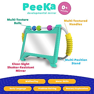 MOBI PEEKA TUMMY TIME MIRROR - Baby Essentials for your baby - Tummy Time Mat - Baby Toy 0-6 months - Shatterproof Mirror for Baby BPA + Phthalate Free Food Grade Silicone - Baby Mirror Tummy Time Toy