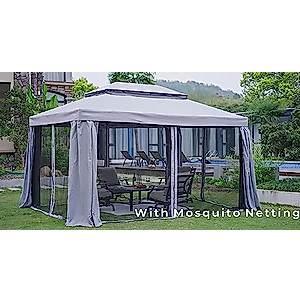 Yangming Gazebo 10X13ft Outdoor Gazebos Clearance with Mosquito Netting and Curtains for Patio, Backyard, Lawn, Garden, Deck, Gray