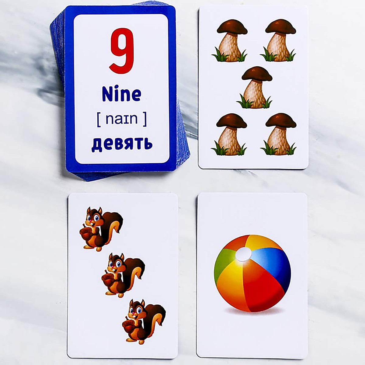 Russian to English Flashcards for Kids ESL Preschool Educational Russian Flash Cards 70 pcs - Russian Vocabulary Cards