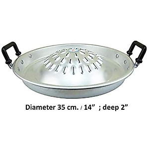 Cozinest Mookata Thai Korean Bbq Smoke Steak Grill Charcoal Pan Pork Hot Pot Aluminium Asian Cookware Style 12" 14" 16" (14 inch (35 cm)