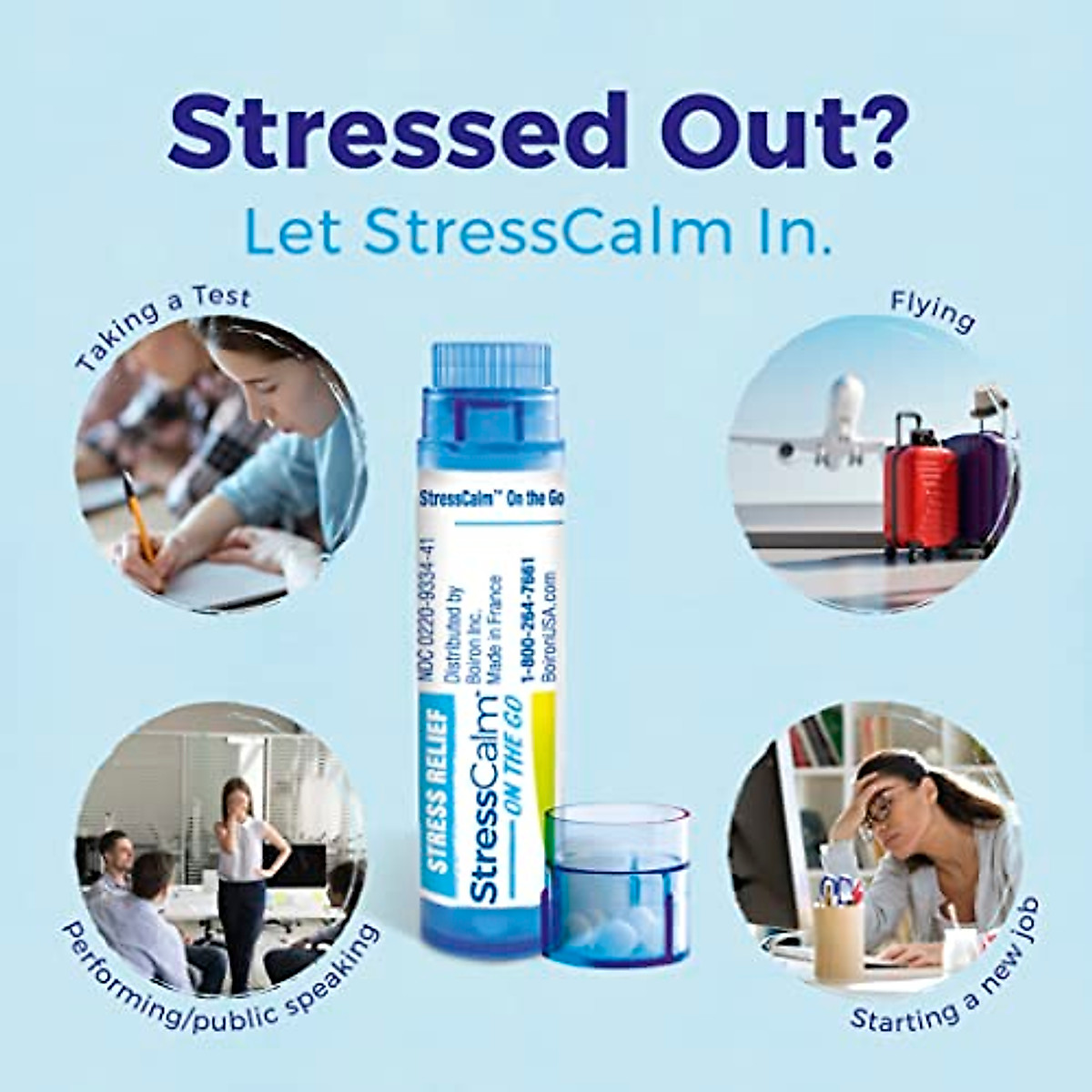 Boiron StressCalm On The Go for Relief of Stress, Anxiousness, Nervousness, Irritability, and Fatigue - 2 Count (160 Pellets)