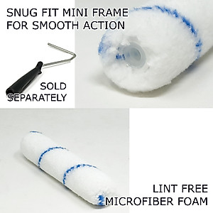 Allgala Mini Paint Roller 6" Mini 3/8" Nap Shedless Microfiber Roller Cover for Door Trim Furniture Cabinets - 12 Pack