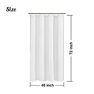 Mrs Awesome Embossed Microfiber Fabric Stall Shower Curtain Liner 48 x 72 inches, Washable and Water Repellent, White