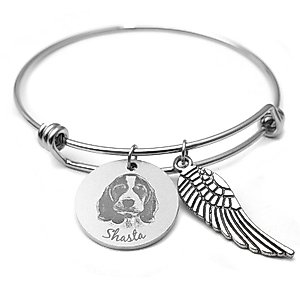 Personalized Photo Bangles Custom Bracelet Dog Portrait Jewelry Adjustable Bangles Dog Lover Pet Memorial Gift for Her